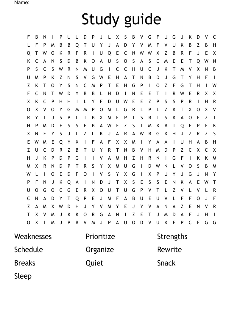 Study guide Word Search - WordMint