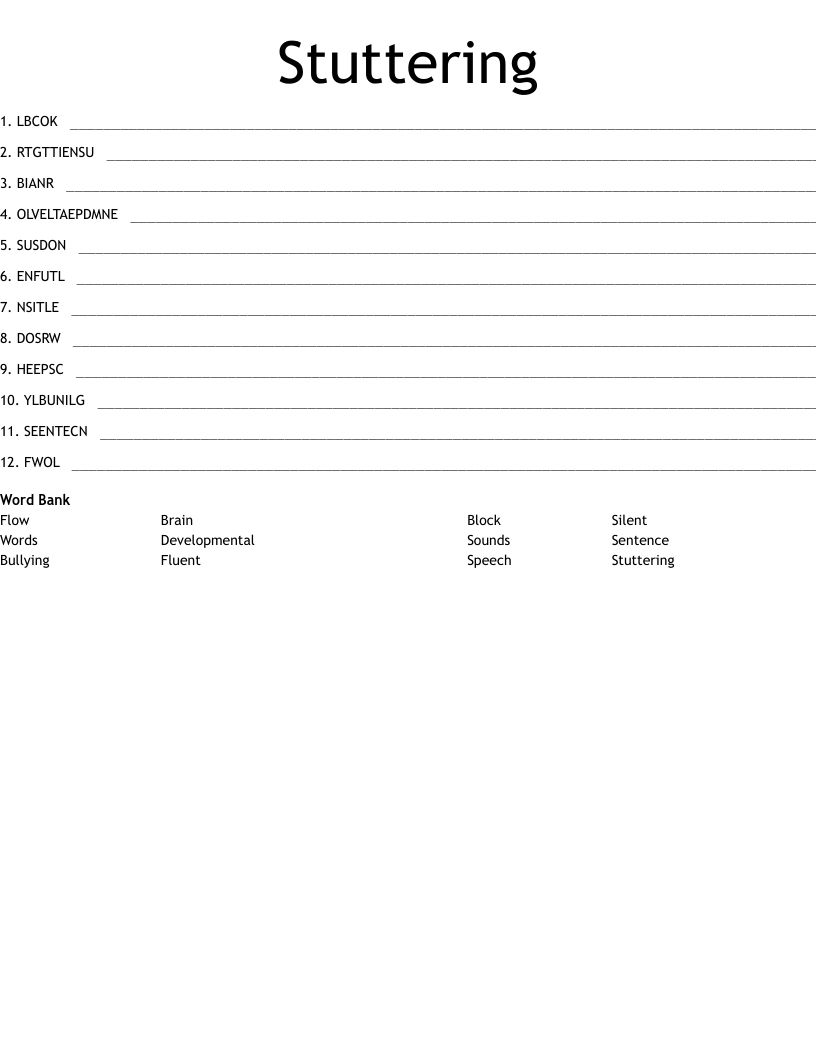 Stuttering Word Scramble - WordMint