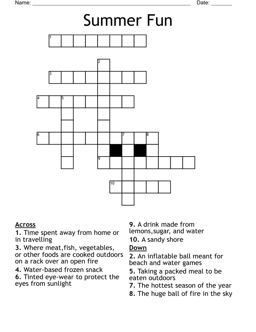Summer Fun Crossword - WordMint