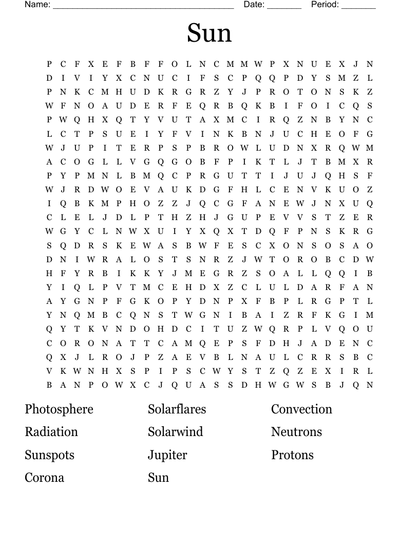 Sun Word Search - WordMint