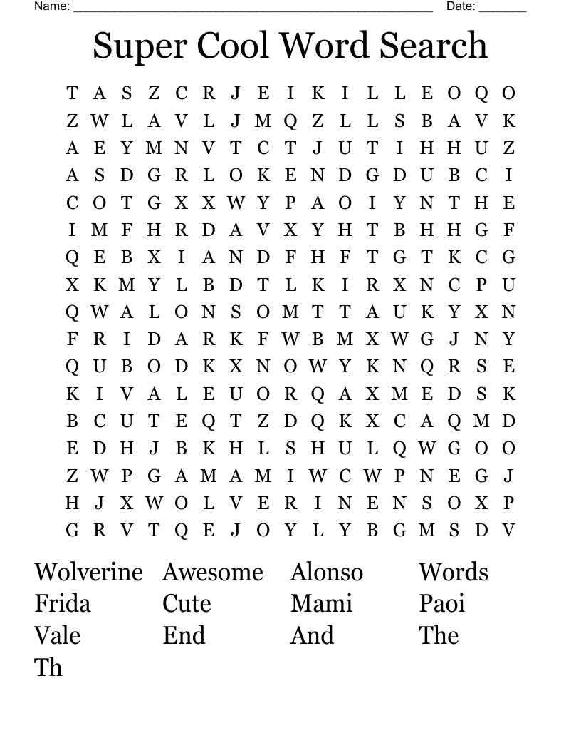 Super Cool Word Search WordMint