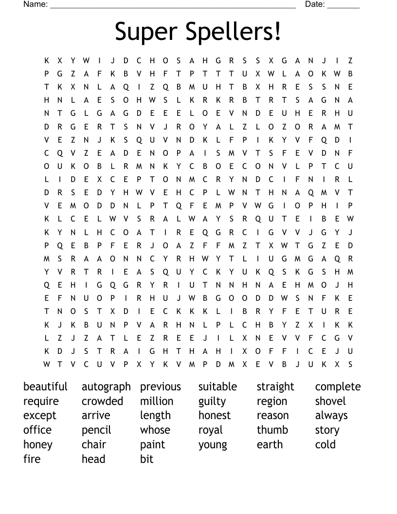 Super Spellers! Word Search - WordMint