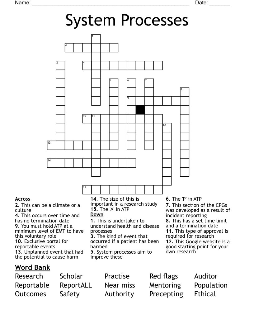 System Processes Crossword - WordMint