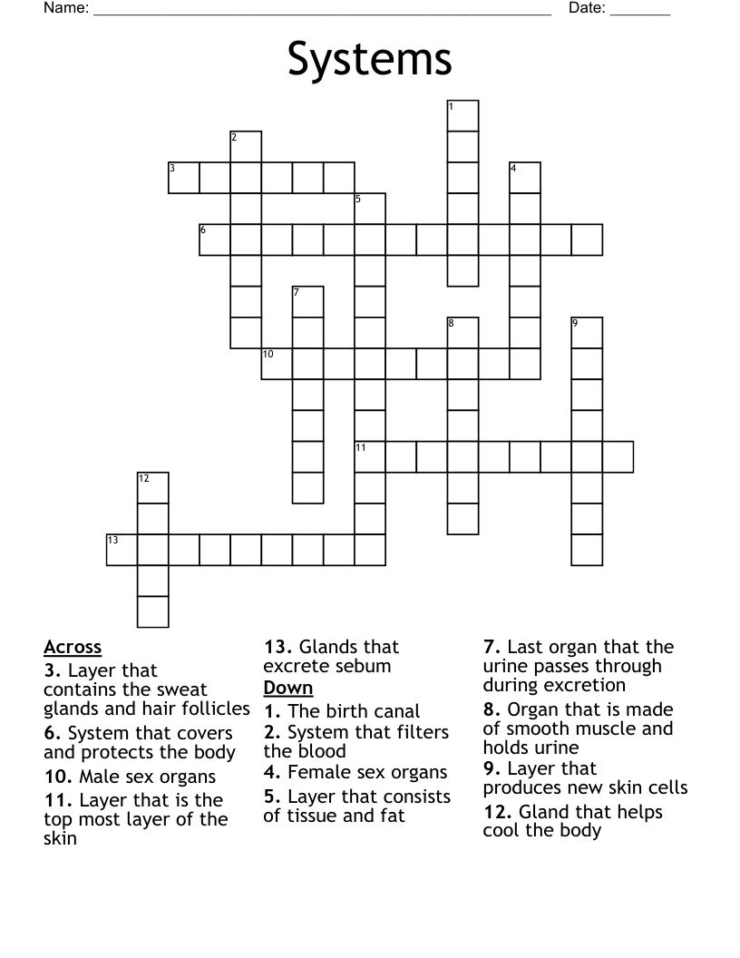Systems Crossword - WordMint
