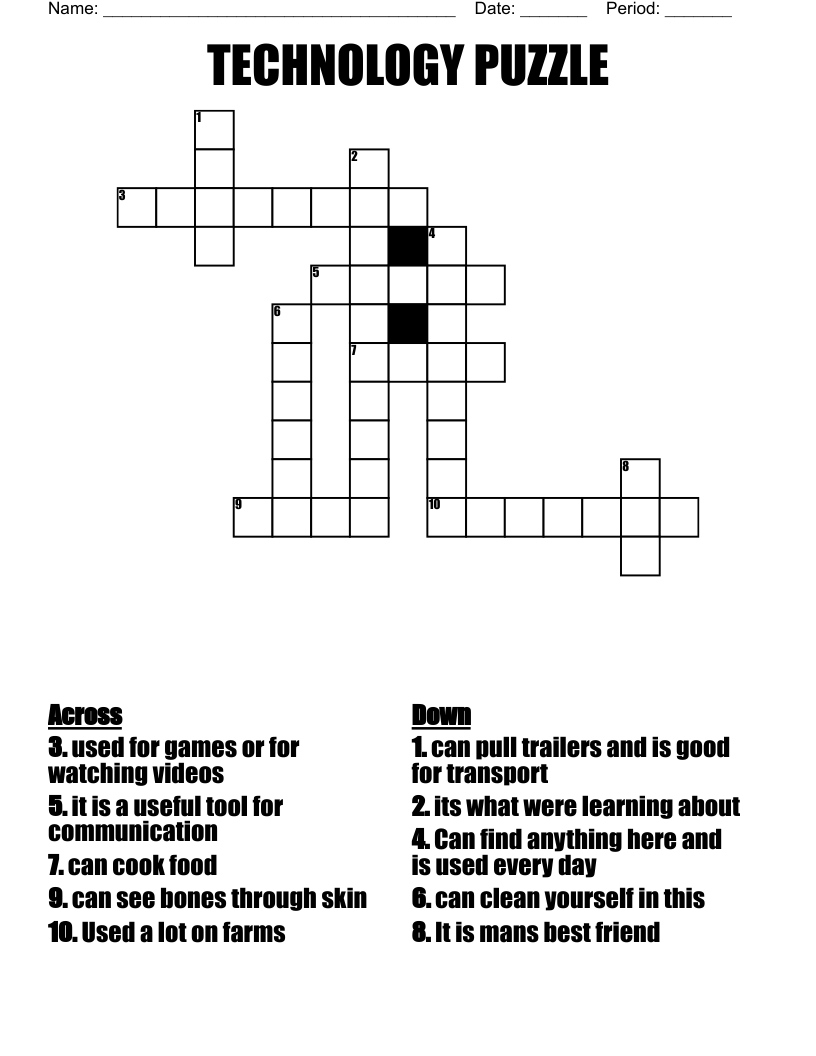 TECHNOLOGY PUZZLE Crossword - WordMint