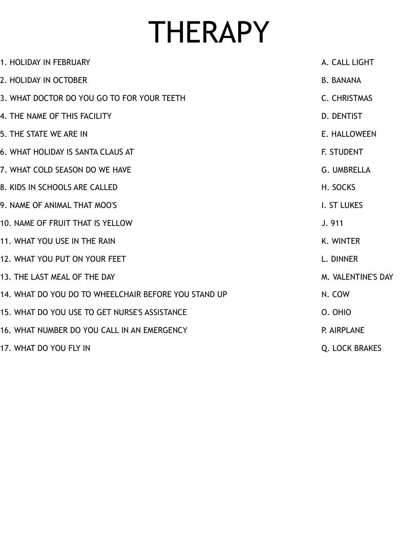THERAPY Worksheet - WordMint