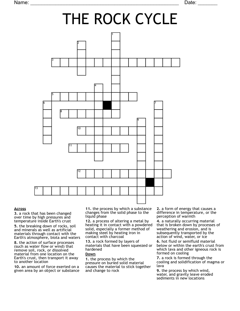 THE ROCK CYCLE Crossword - WordMint