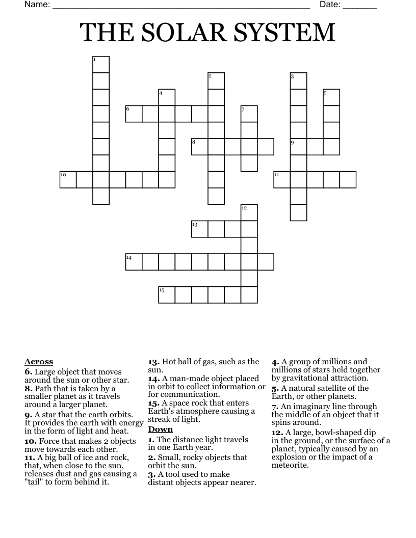 THE SOLAR SYSTEM Crossword - WordMint