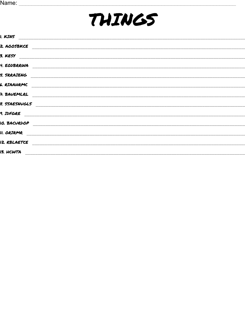 THINGS Word Scramble - WordMint