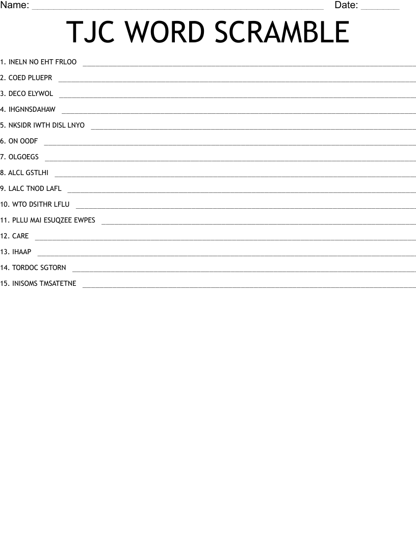 TJC WORD SCRAMBLE - WordMint