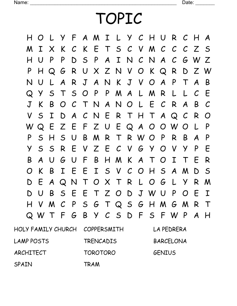 TOPIC Word Search WordMint