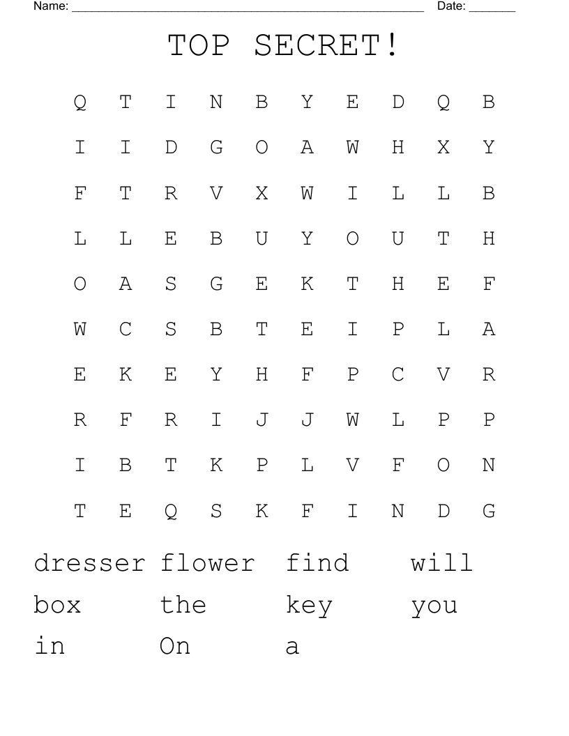 TOP SECRET! Word Search - WordMint