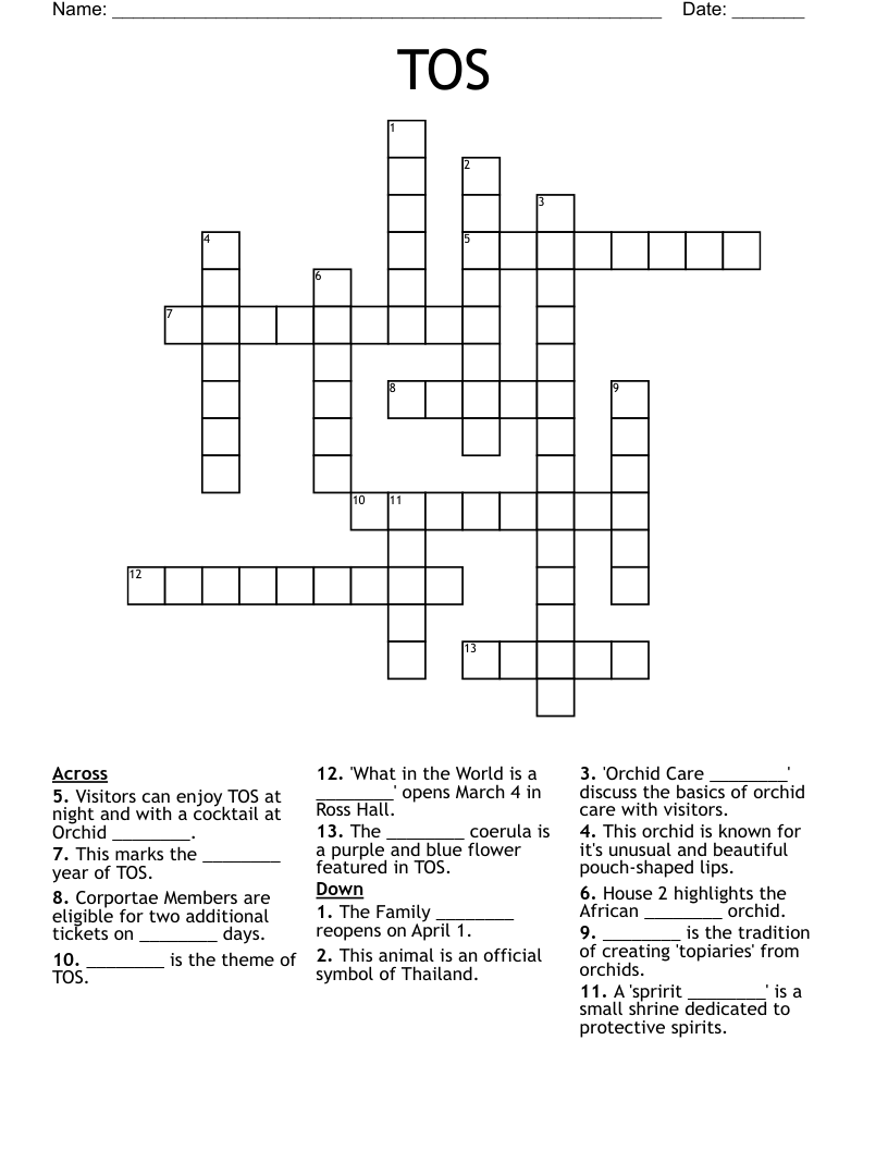 TOS Crossword - WordMint