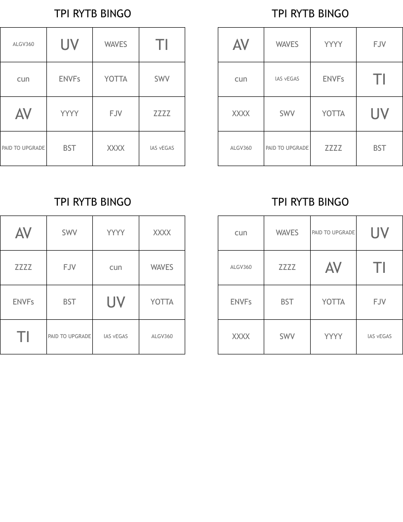 TPI RYTB BINGO - WordMint