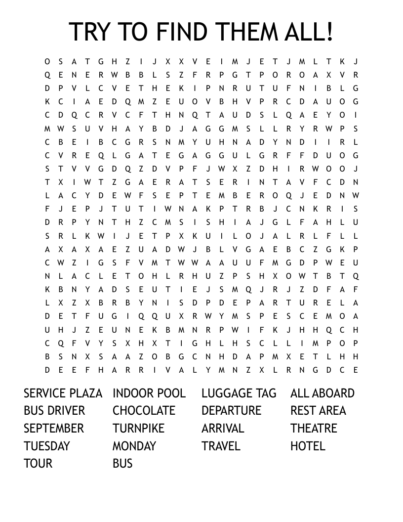 TRY TO FIND THEM ALL! Word Search - WordMint