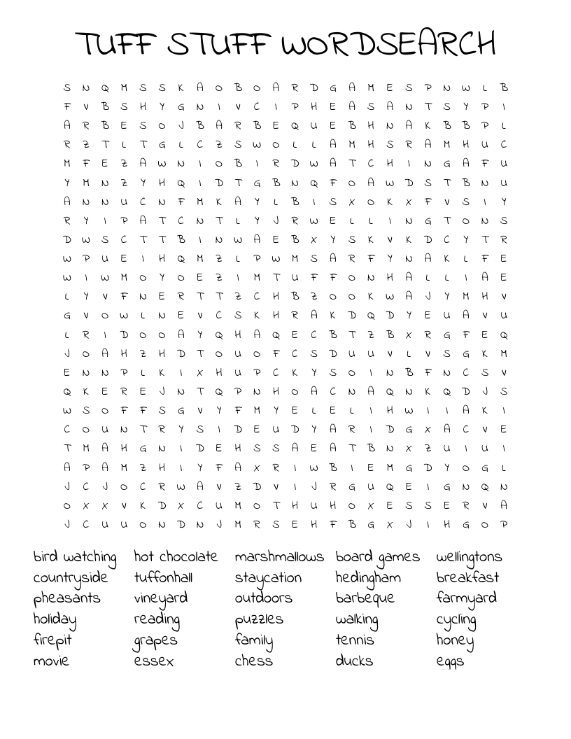 TUFF STUFF WORDSEARCH - WordMint