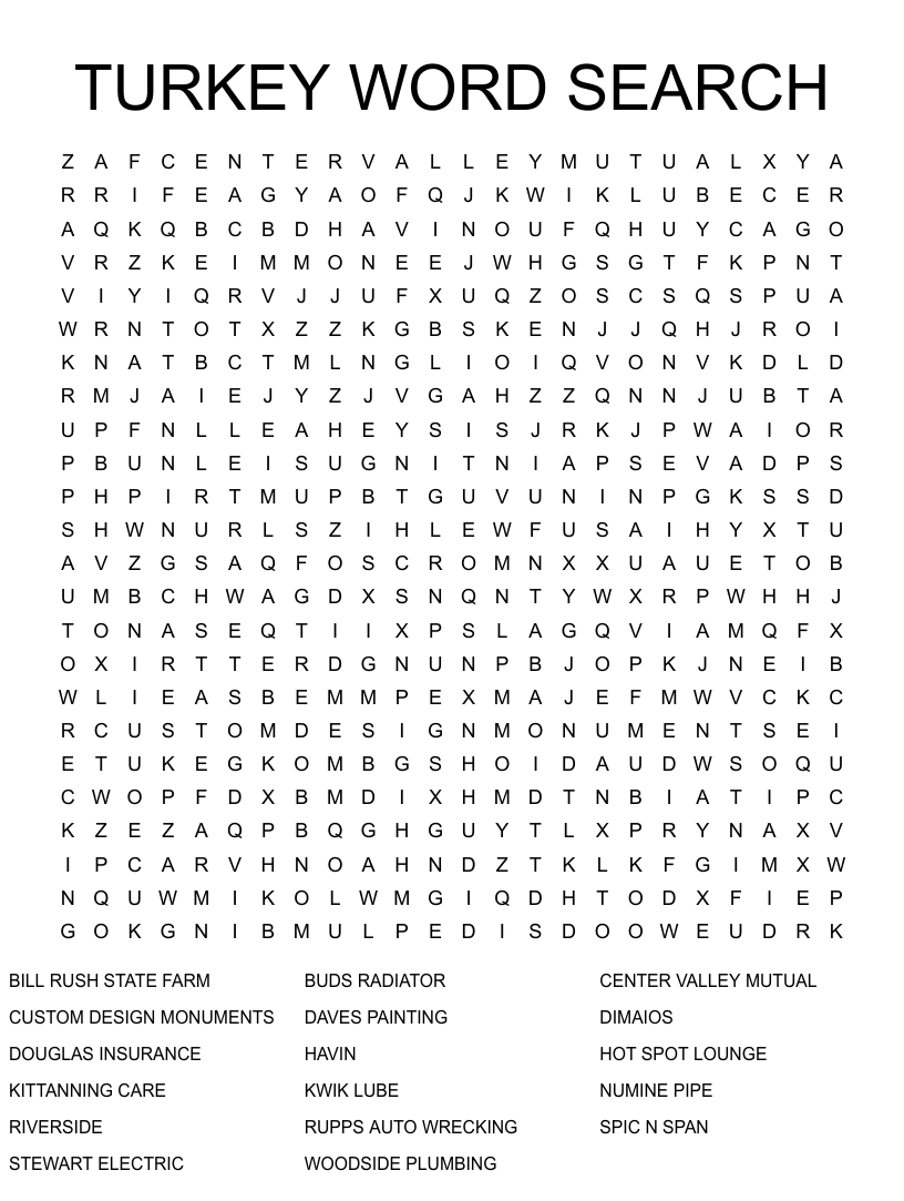 Turkey Puzzles - WordMint