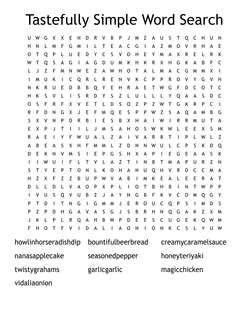 Tastefully Simple Word Search - WordMint