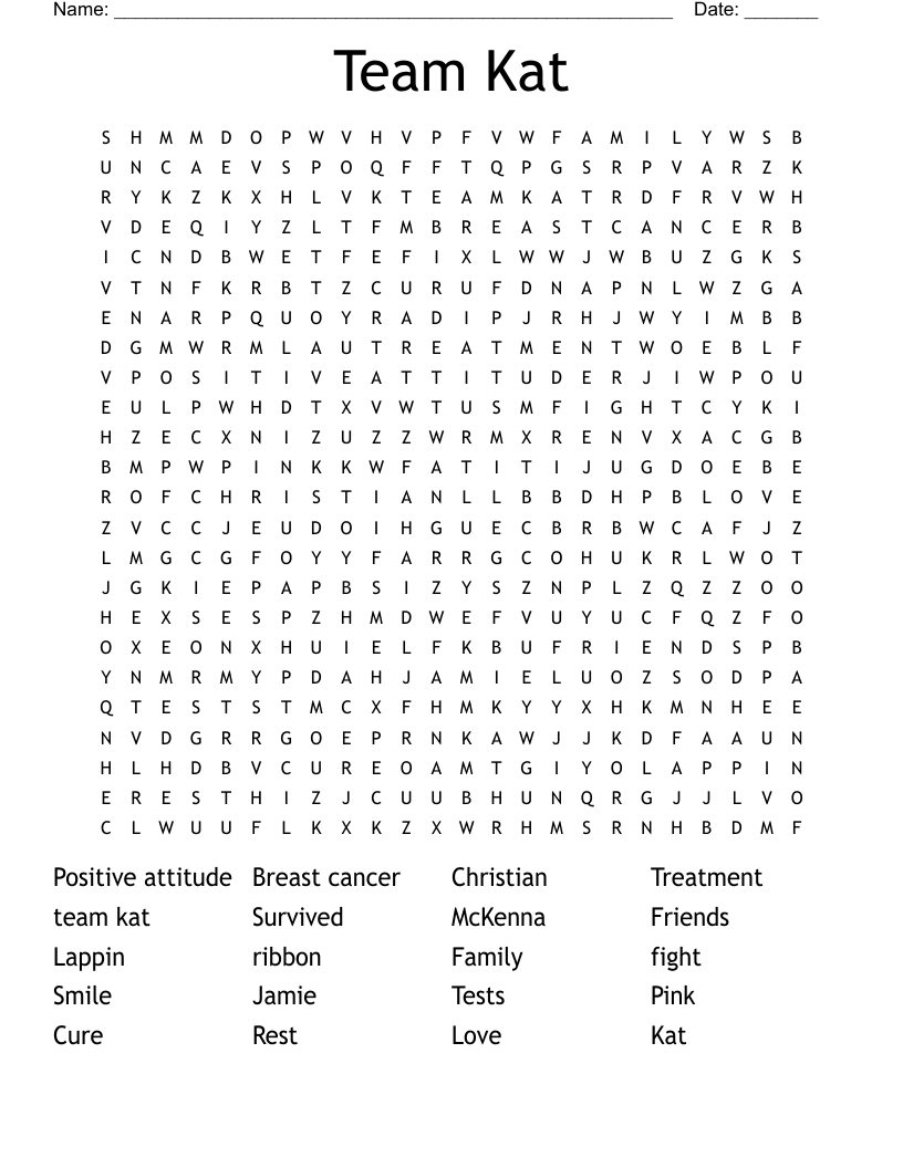 Team Kat Word Search - WordMint