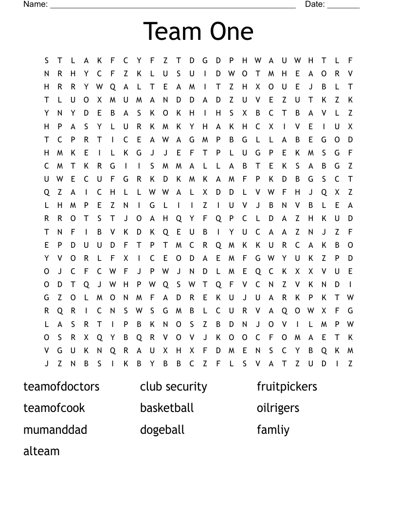 Team One Word Search - WordMint
