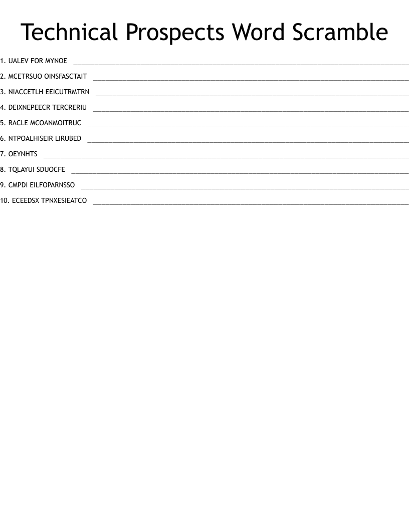 Technical Prospects Word Scramble - WordMint