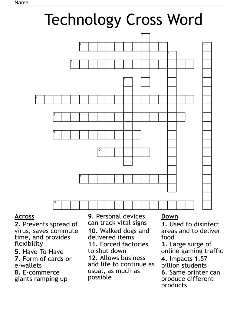 Technology Cross Word - WordMint