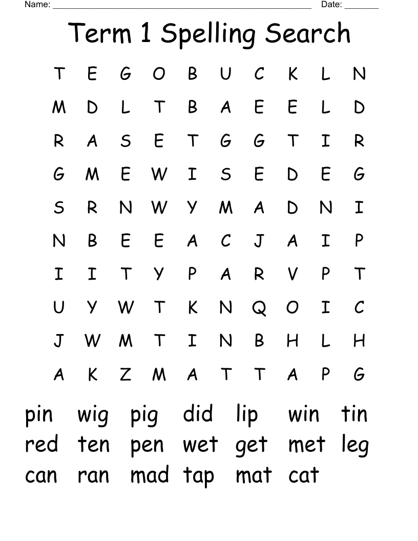 Term 1 Spelling Search Word Search WordMint