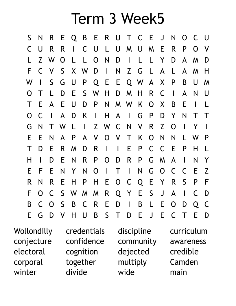 Term 3 Week5 Word Search - WordMint