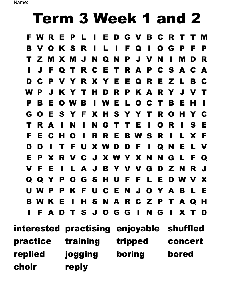 Term 3 Week 1 and 2 Word Search - WordMint