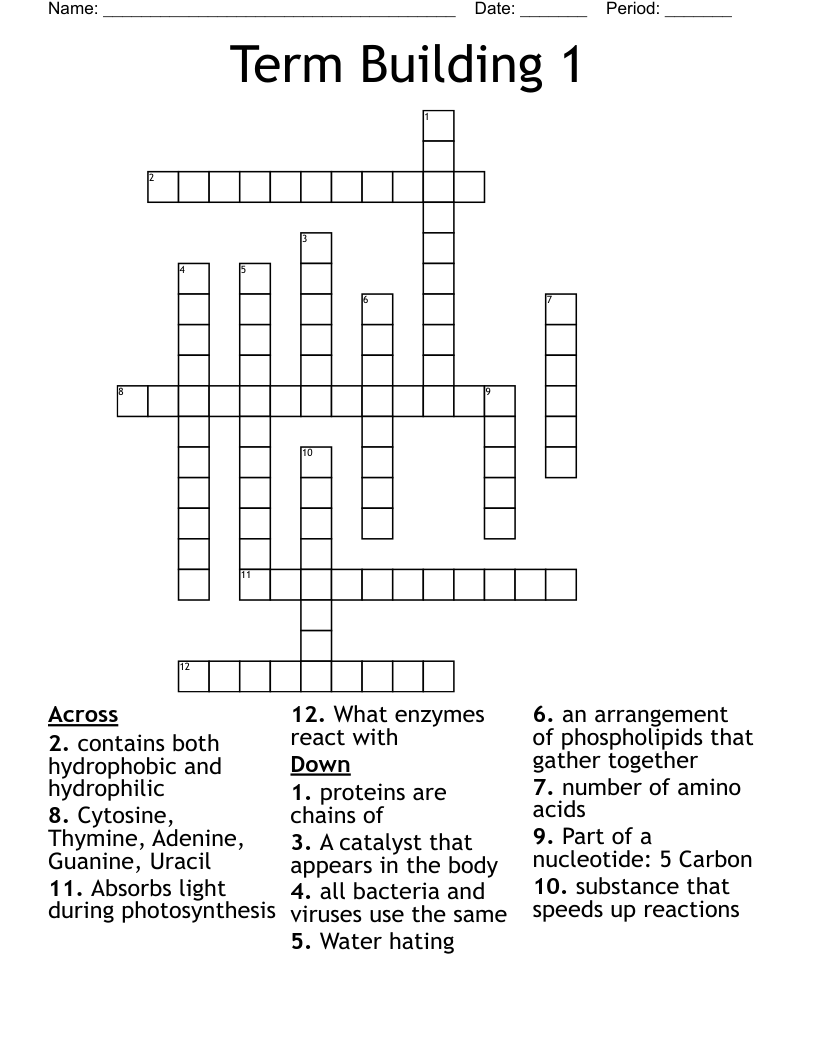 Term Building 1 Crossword - WordMint
