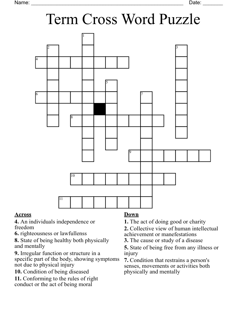 Term Cross Word Puzzle - WordMint