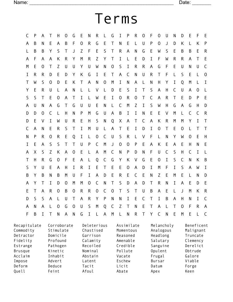 Terms Word Search WordMint