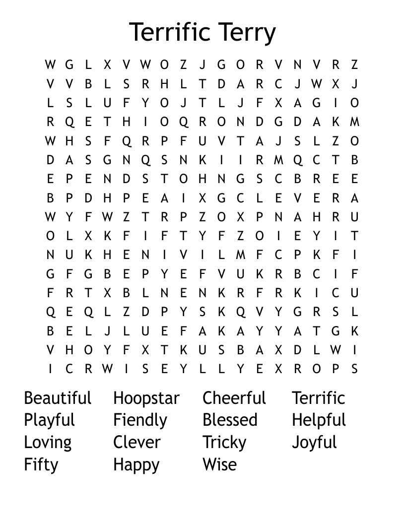 Terrific Terry Word Search - WordMint