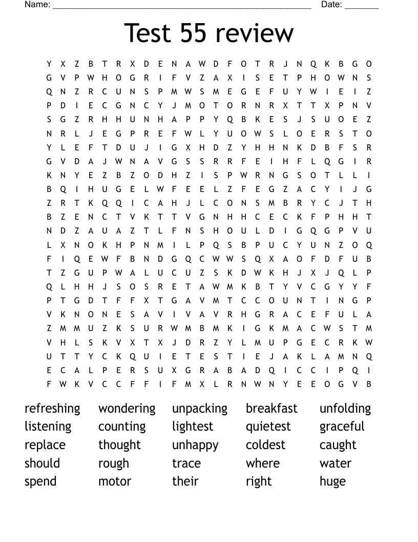 Test 55 review Word Search - WordMint