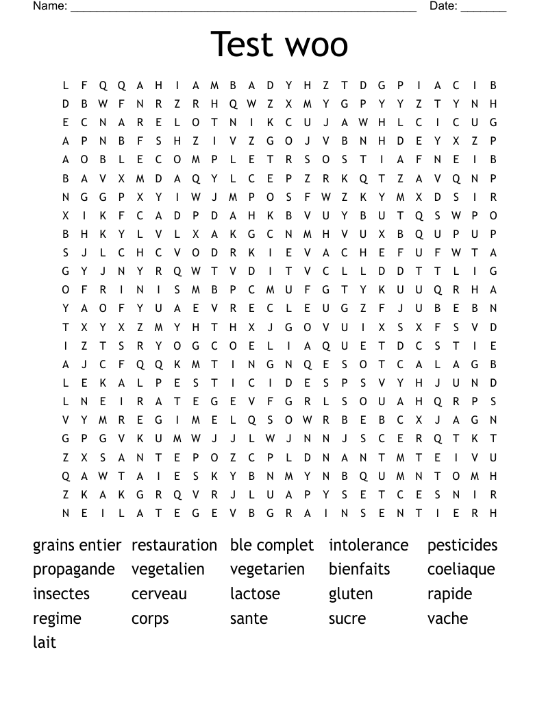 Test woo Word Search - WordMint