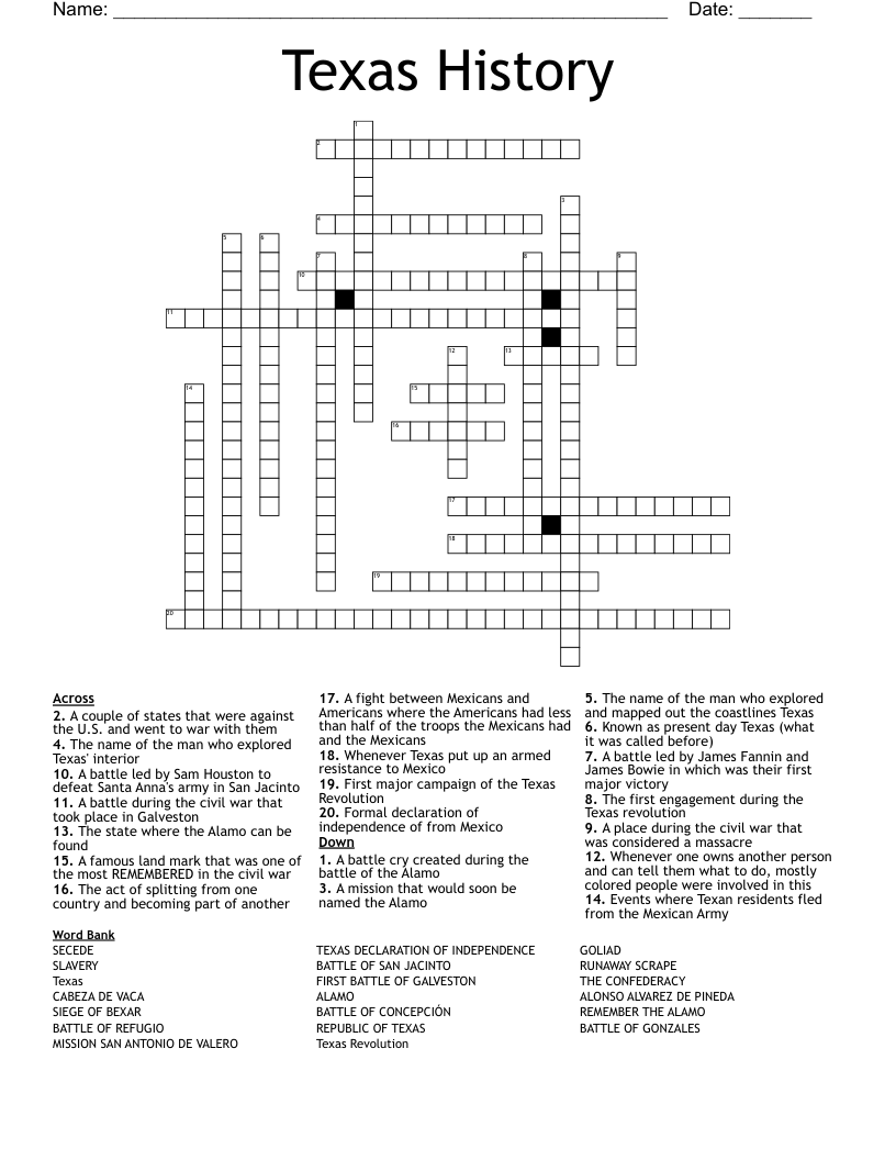 Texas History Word Search Puzzle Worksheet Activity W Vrogue co