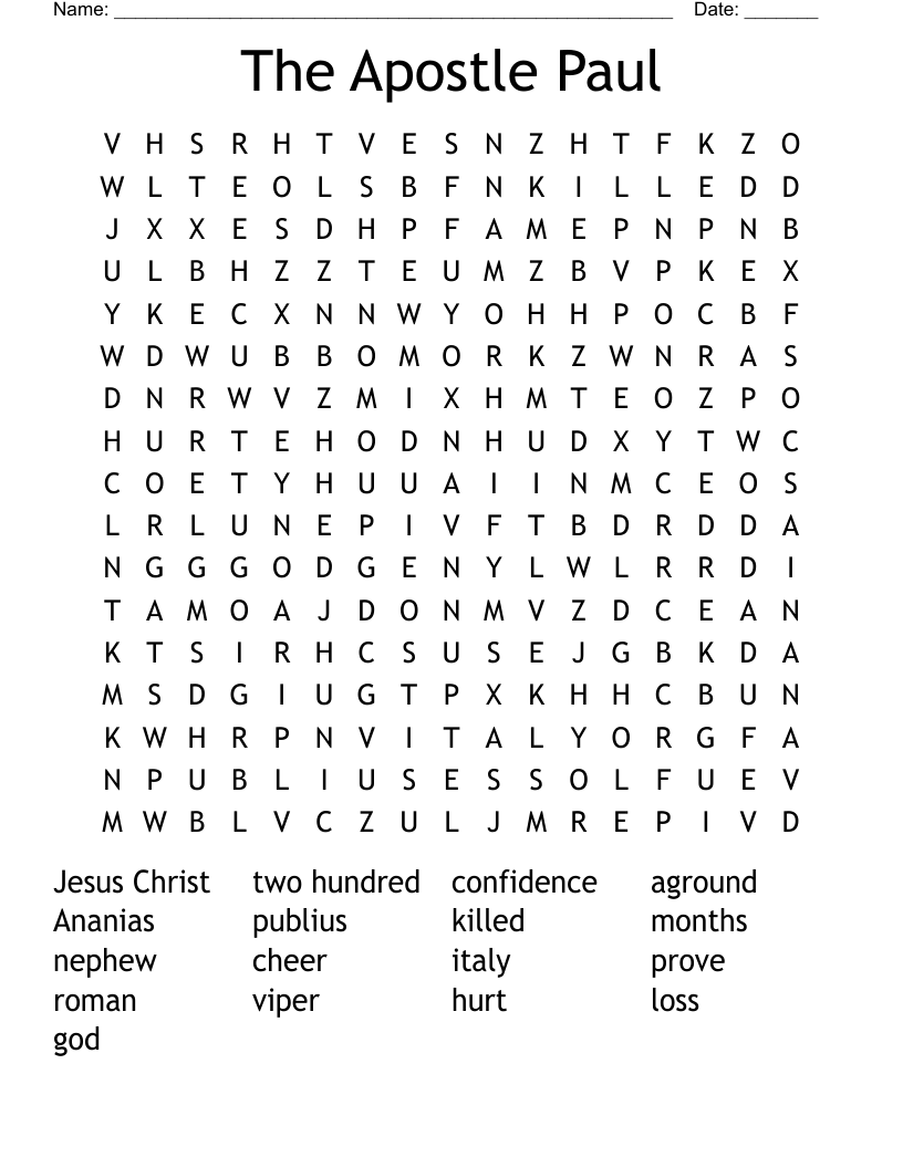 The Apostle Paul Word Search - WordMint