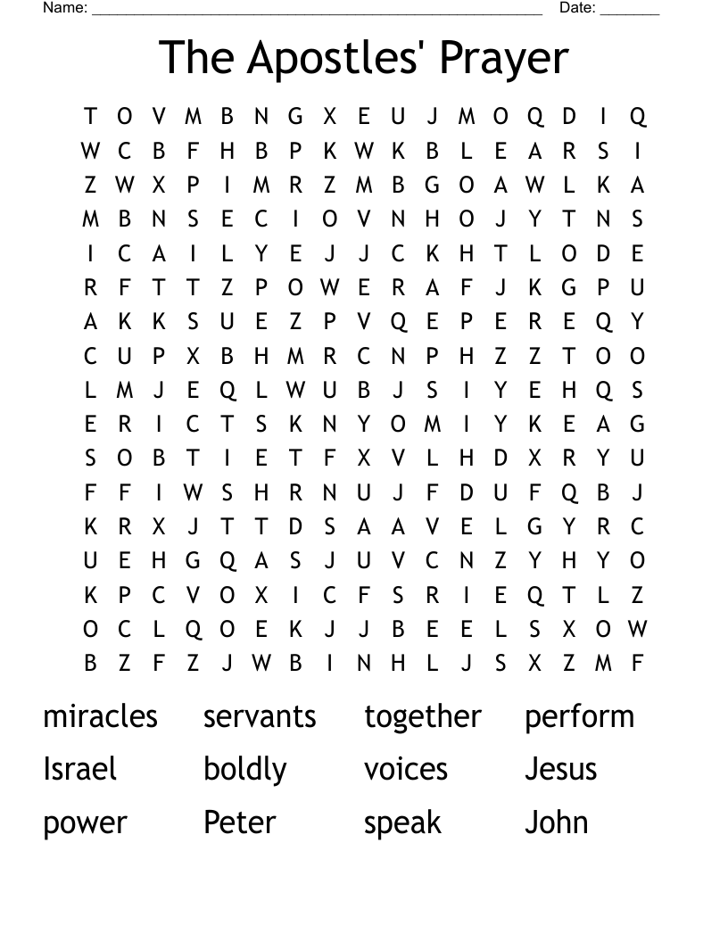 The Apostles' Prayer Word Search - WordMint