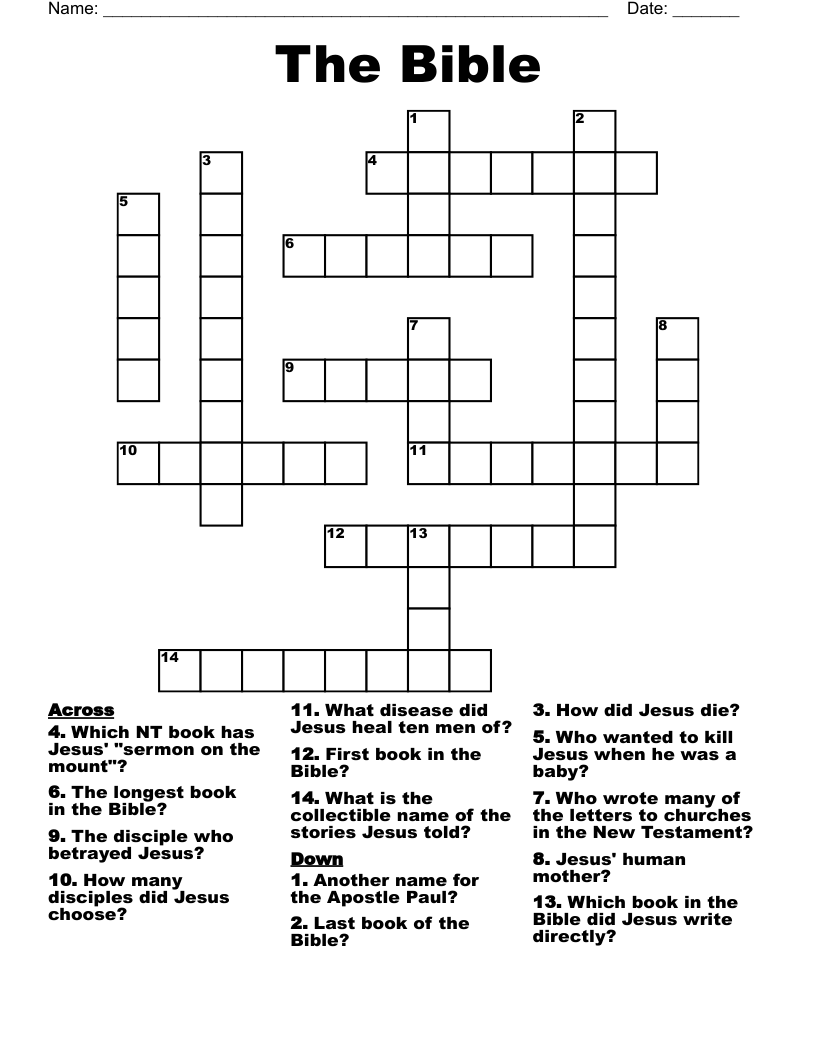 The Bible Crossword - WordMint