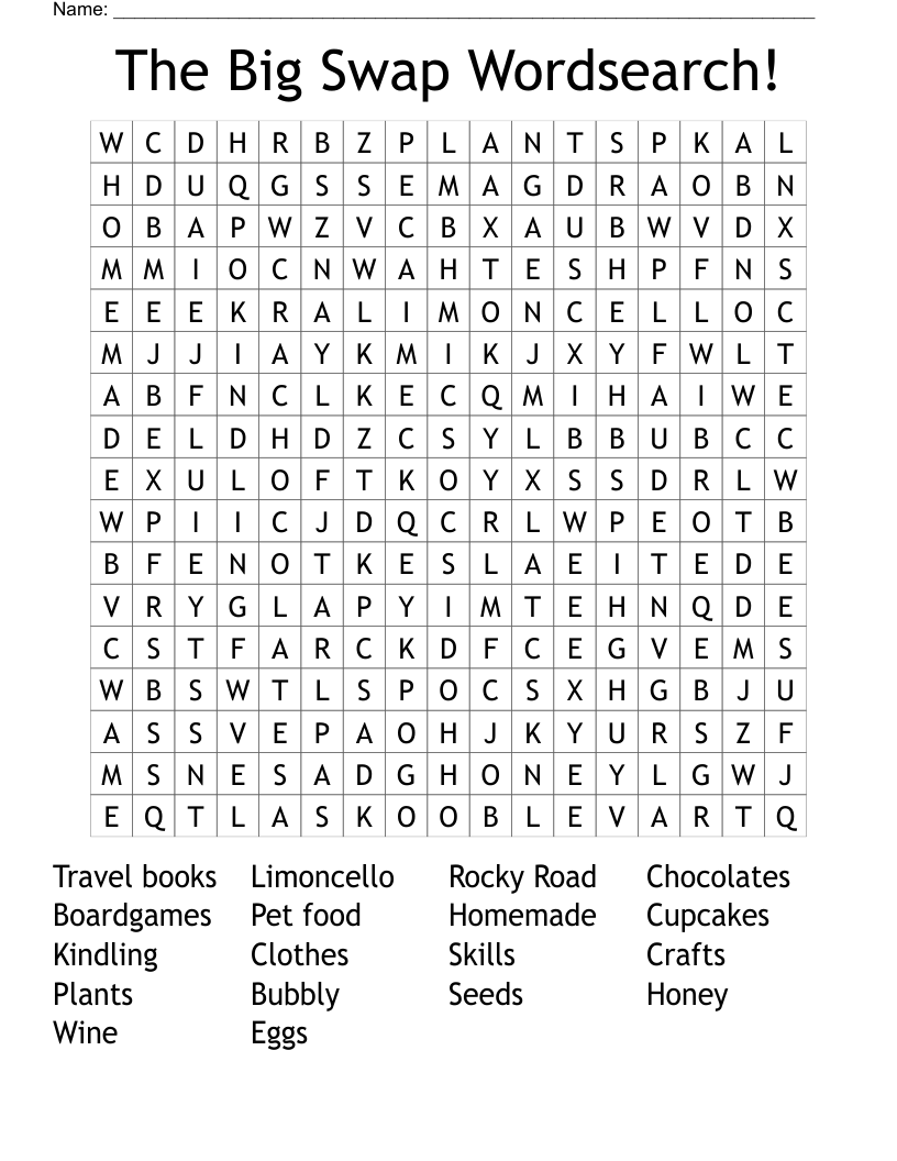 The Big Swap Wordsearch! - WordMint