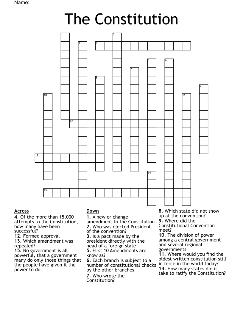 The Constitution Crossword - WordMint