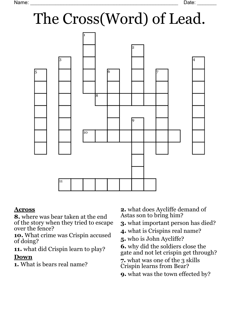 The Cross Word Of Lead Crossword WordMint