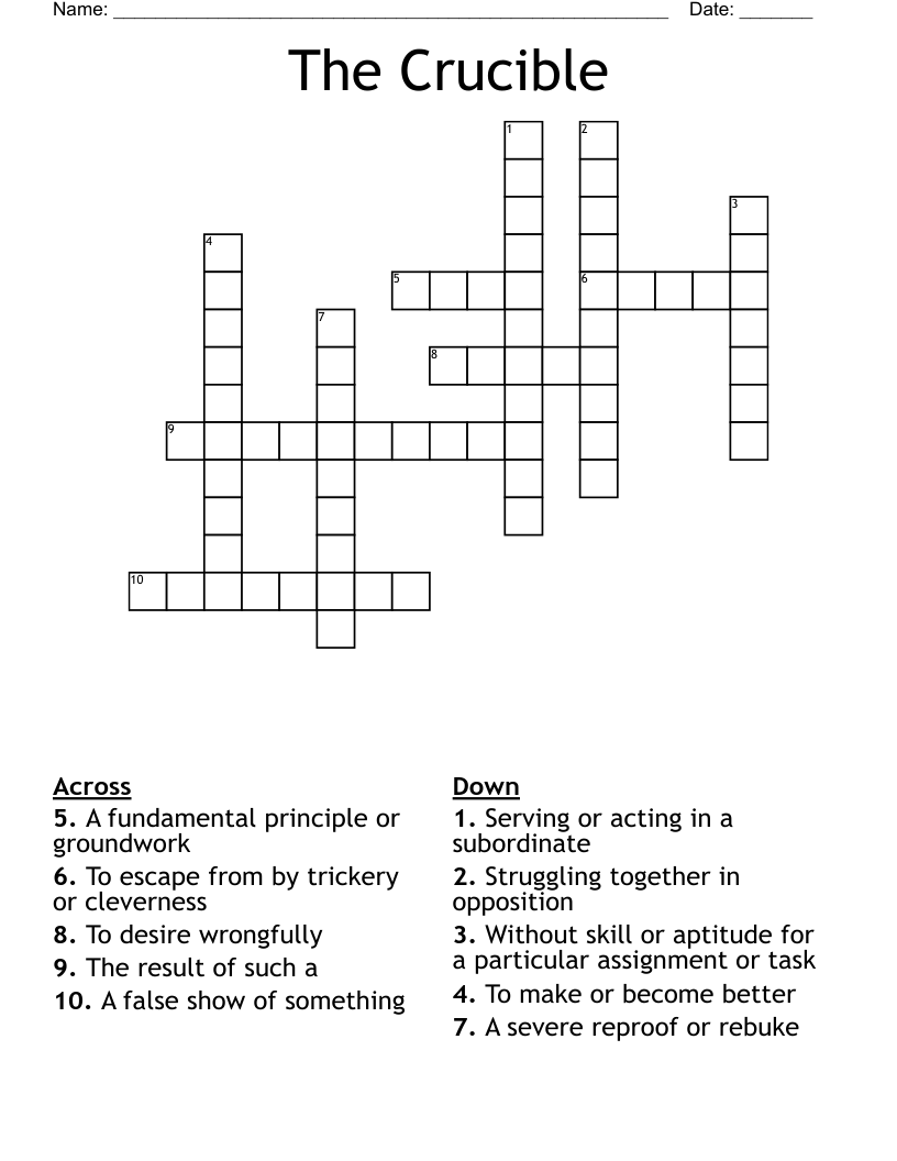 The Crucible Crossword WordMint