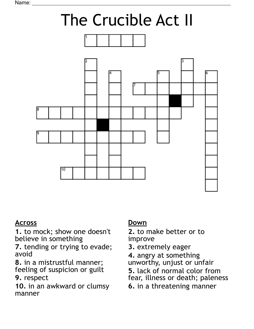 Act II Crucible Crossword WordMint