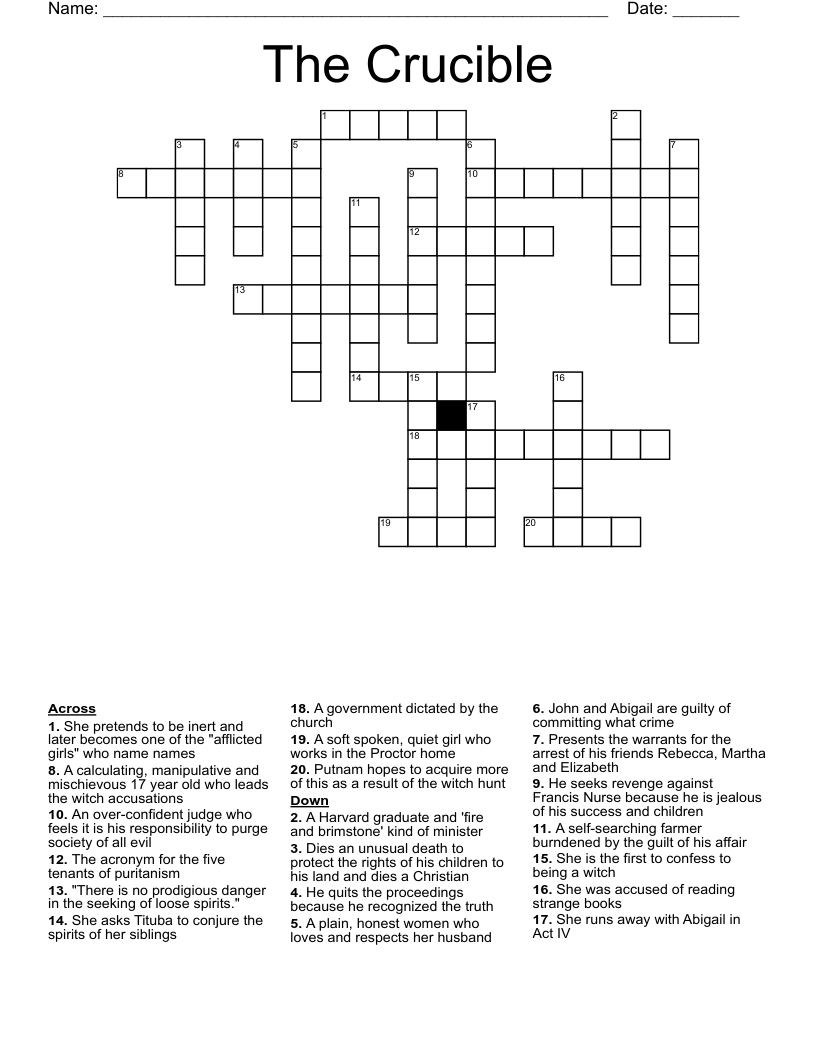 The Crucible Crossword WordMint