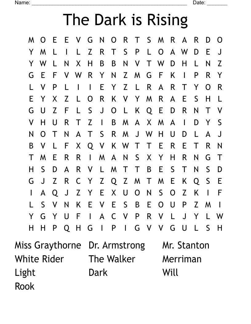The Dark is Rising Word Search - WordMint