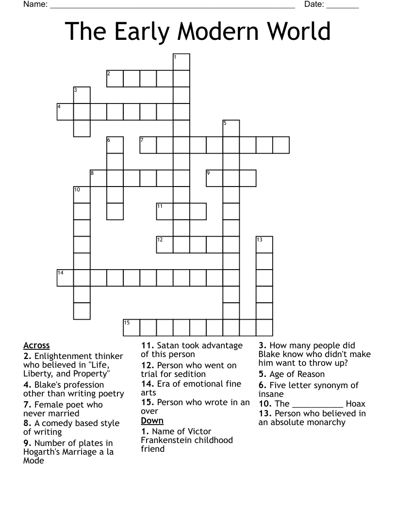 The Early Modern World Crossword - WordMint