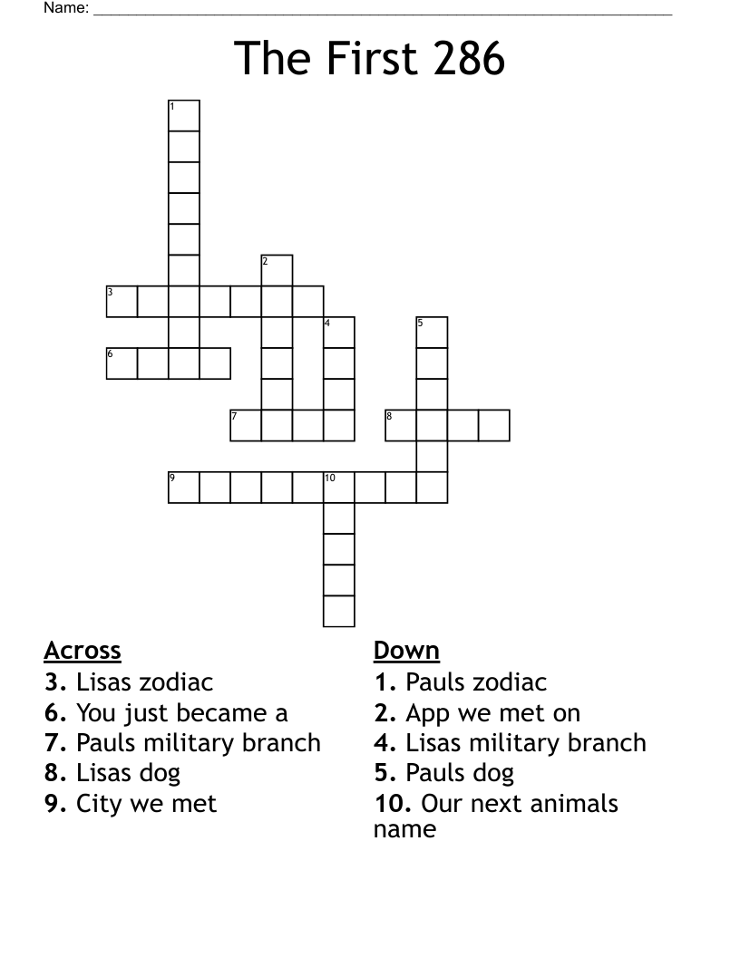 The First 286 Crossword - WordMint