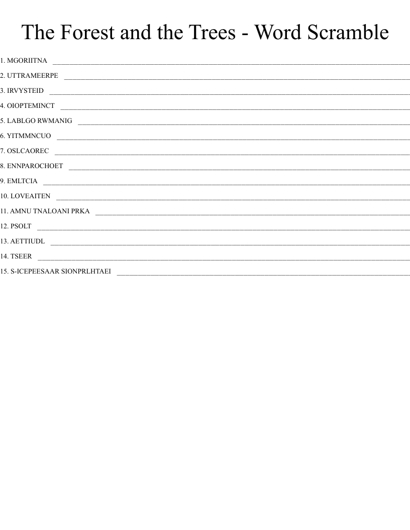 The Forest and the Trees - Word Scramble - WordMint