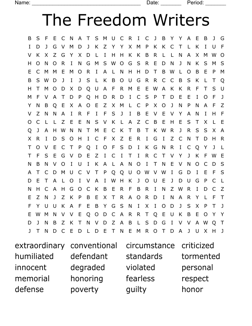 The Freedom Writers Word Search - WordMint